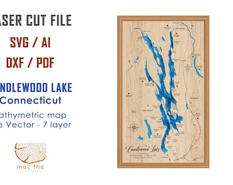 Digital File PDF, SVG Long Lake Wisconsin Map Bathymetric Depth Layers ...