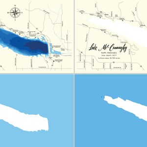 Digital File PDF, SVG - Lake Mcconaughy Nebraska , Bathymetric Depth ...