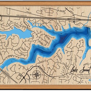 Digital File PDF, SVG - Lake Saint Louis Missouri Bathymetric Depth ...