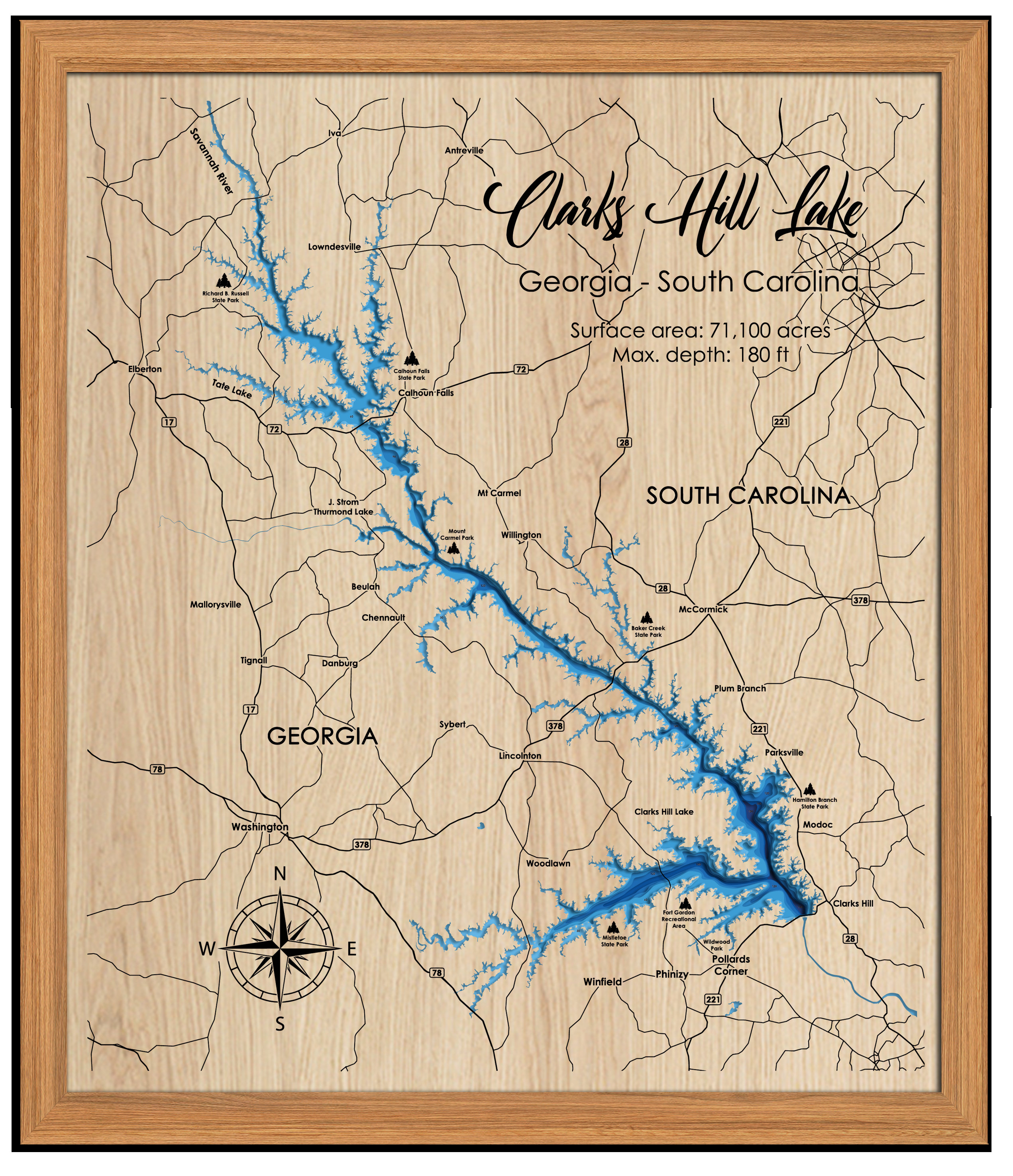 Digital File PDF SVG Clark Hill Lake South Carolina - Etsy UK