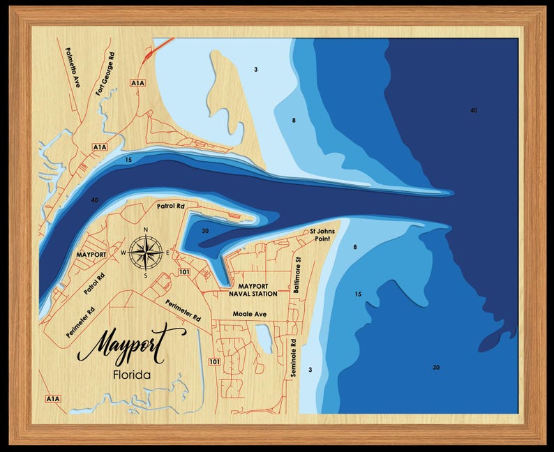 Digital File PDF, SVG - Naval Station Mayport, Florida Bathymetric ...