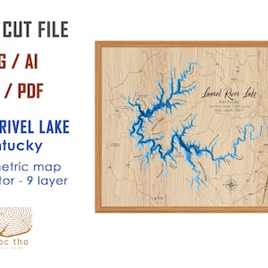 Digital File PDF, SVG - Laurel River Lake Kentucky, Bathymetric Depth ...