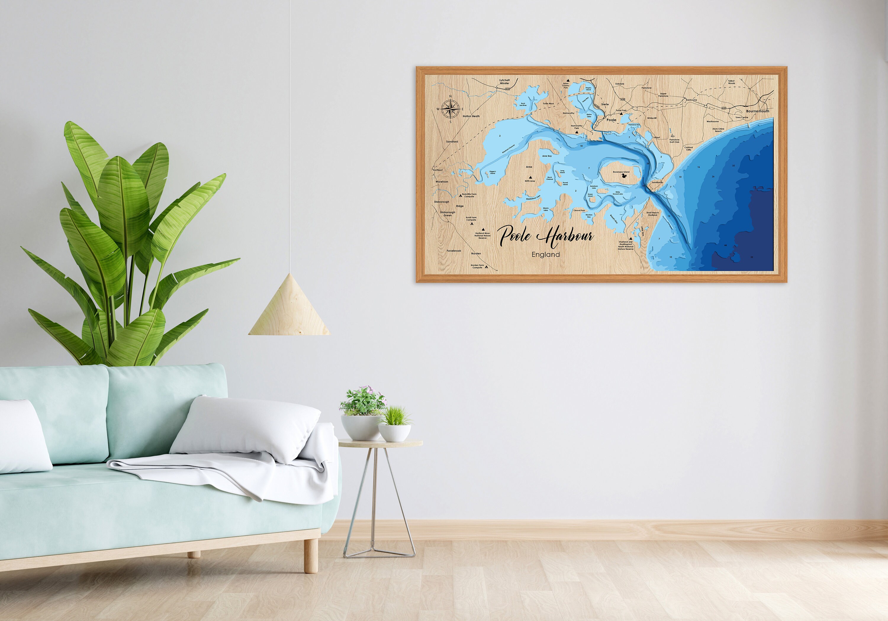 Digital File PDF, SVG - Poole Harbour England Map Bathymetric Depth ...