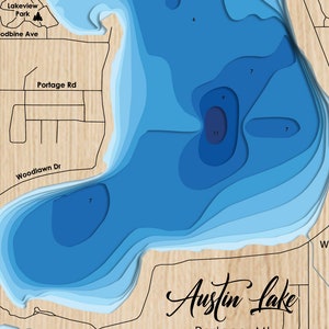 Digital File PDF, SVG - Austin Lake Portage Michigan , Bathymetric ...