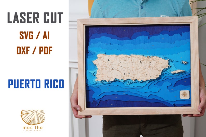 Digital File PDF AI SVG Puerto Rico Map Wood Multilayer - Etsy