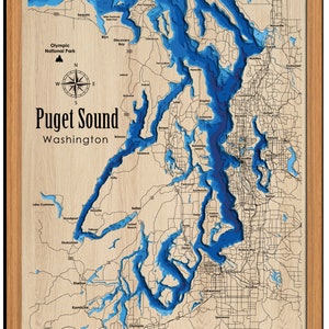 Digital File PDF, SVG - Puget Sound, Bathymetric Depth Layers SVG File ...