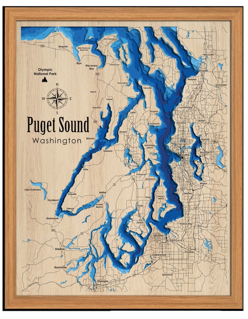 Digital File PDF, SVG - Puget Sound, Bathymetric Depth Layers SVG File ...