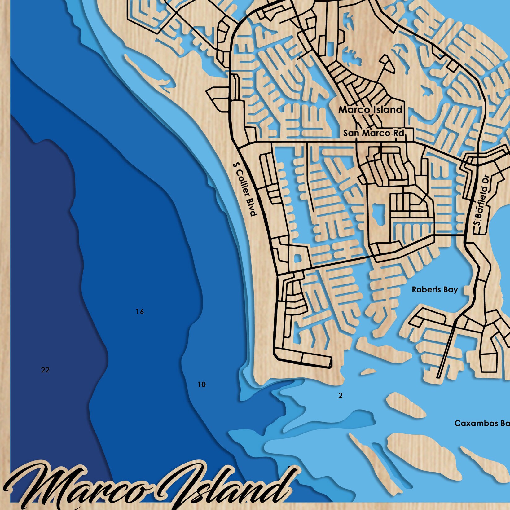 Digital File PDF, SVG - Marco Island Florida Map Bathymetric Depth ...