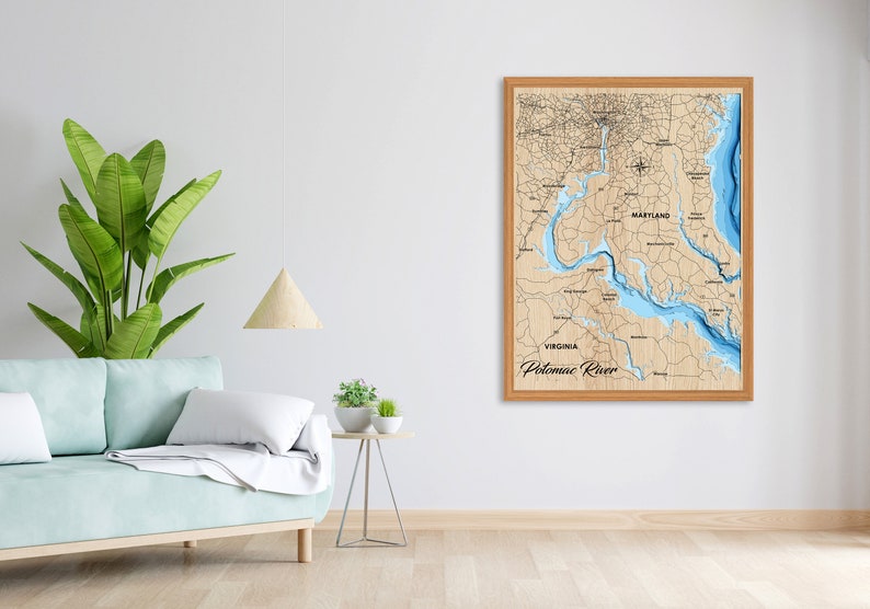 Digital File PDF, SVG - Potomac River Maryland, Bathymetric Depth ...
