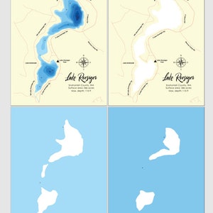 Digital File PDF, SVG - Roesiger Lake Washington Bathymetric Depth ...