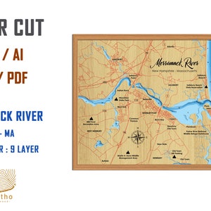 Digital File PDF, SVG - Merrimack River New Hampshire Bathymetric Depth ...