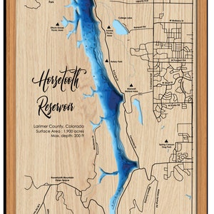 Digital File PDF, SVG - Horsetooth Reservoir Colorado Bathymetric Depth ...