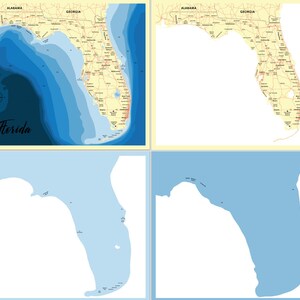Digital File PDF, SVG - Florida State, Bathymetric Depth Layers SVG ...