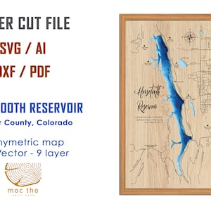 Digital File PDF, SVG - Horsetooth Reservoir Colorado Bathymetric Depth ...