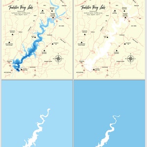 Digital File PDF, SVG - Tenkiller Lake Oklahoma, Bathymetric Depth ...
