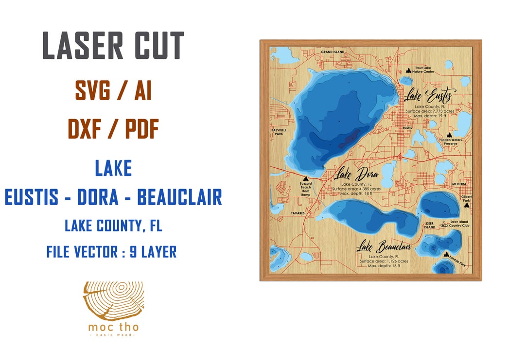 Digital File PDF, SVG - Lake Eustis, Dora, Beauclair Florida ...