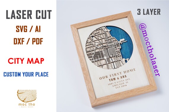 Digital File DXF AI SVG Custom City Map Wood Multilayer - Etsy Australia