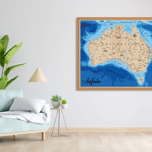Digital File DXF, AI, SVG - Australia Wood Map Bathymatric Map , Custom ...