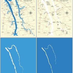 Digital File PDF, SVG - Lake Barkley Kentucky Map Bathymetric Depth ...