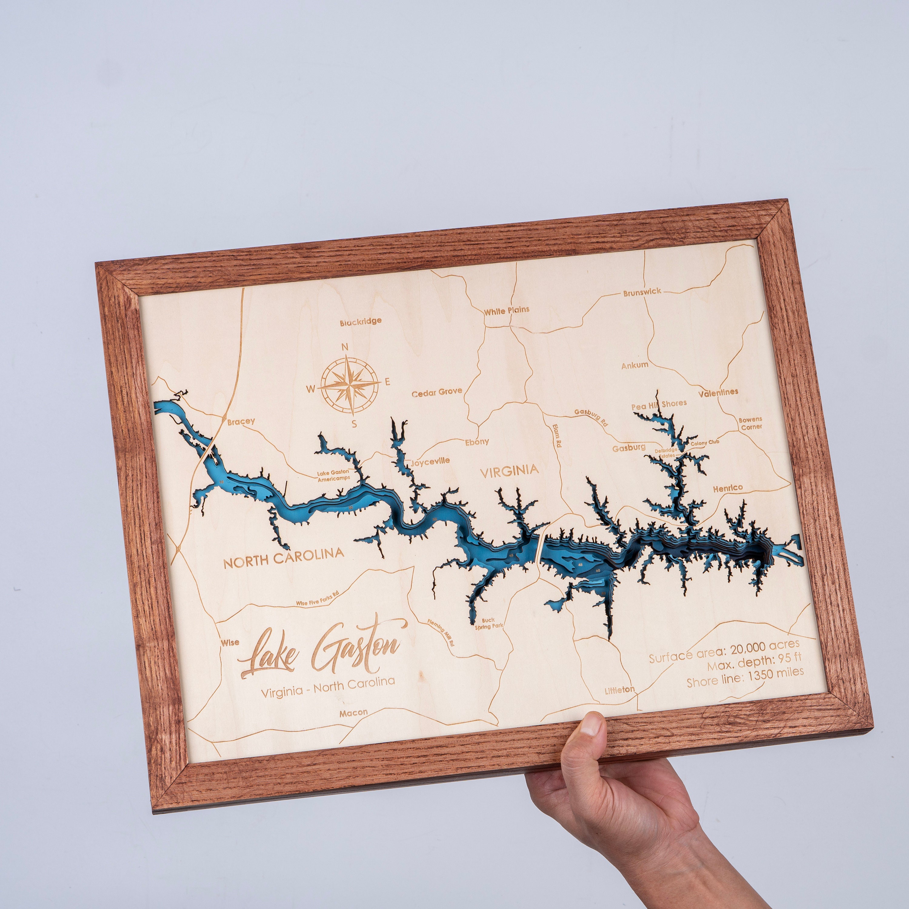 Digital File PDF, SVG - Lake Gaston Va North Carolina Map Bathymetric ...