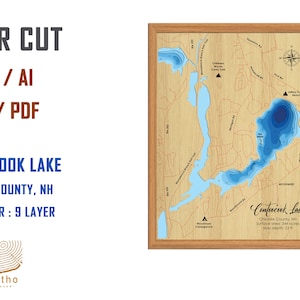 Digital File PDF, SVG - Contoocook Lake New Hampshire Map Bathymetric ...