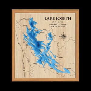 Digital File PDF, SVG Lake Joseph Ontario Map, Bathymetric Depth Layers ...