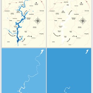 Digital File PDF, SVG - Lay Lake Alabama, Bathymetric Depth Layers SVG ...