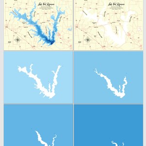 Digital File PDF, SVG - Lake Fork Reservoir Texas Bathymetric Depth ...