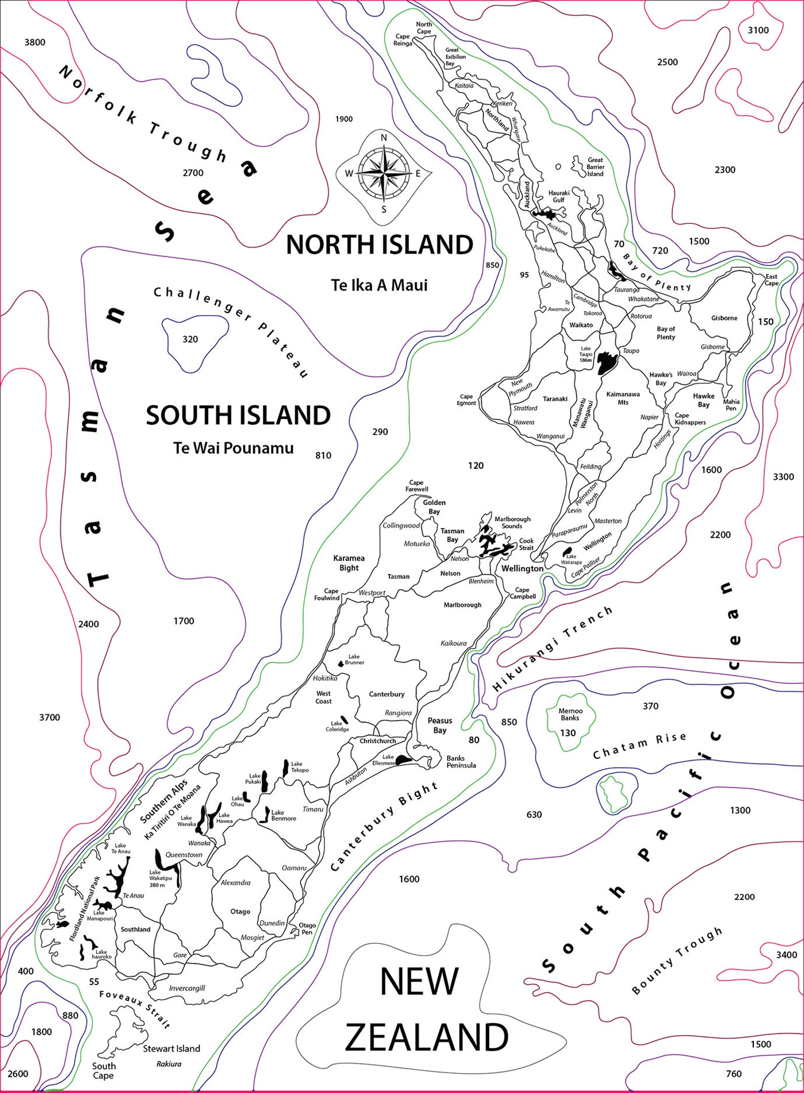 Digital File DXF AI SVG New Zealand Map Wood Bathymatric - Etsy