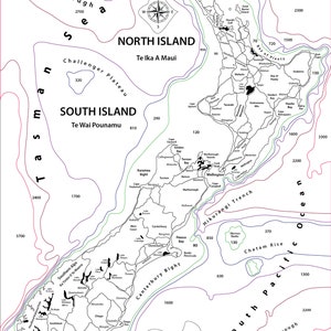 Digital File DXF AI SVG New Zealand Map Wood Bathymatric - Etsy