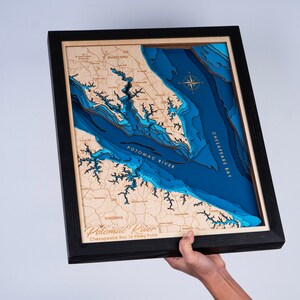 Digital File PDF, SVG - Potomac River Map Bathymetric Depth Layers SVG ...