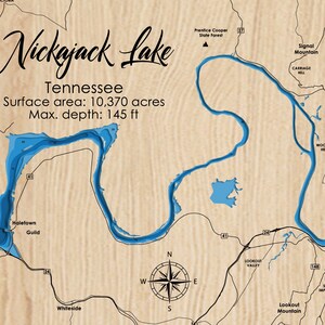 Digital File PDF, SVG Nickajack Lake Tennessee, Bathymetric Depth ...