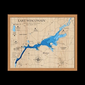 Digital File PDF, SVG - Lake Wisconsin, Wi Bathymetric Depth Layers SVG ...