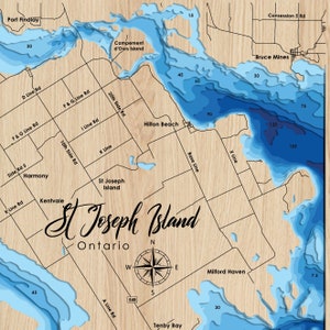 Digital File PDF, SVG - St Joseph Island Ontario Bathymetric Depth ...