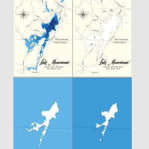 Digital File PDF, SVG - Lake Monomonac New Hampshire Massachusetts ...