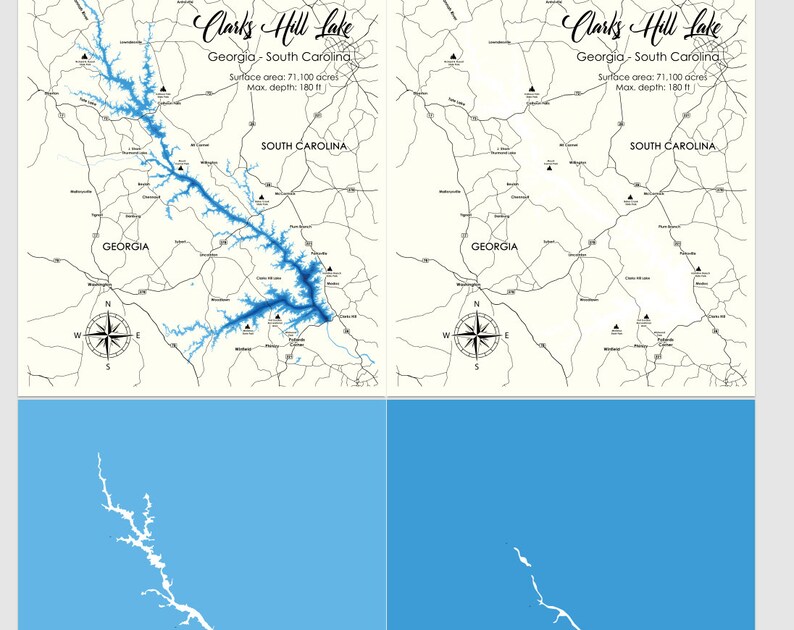 Digital File PDF SVG Clark Hill Lake South Carolina - Etsy