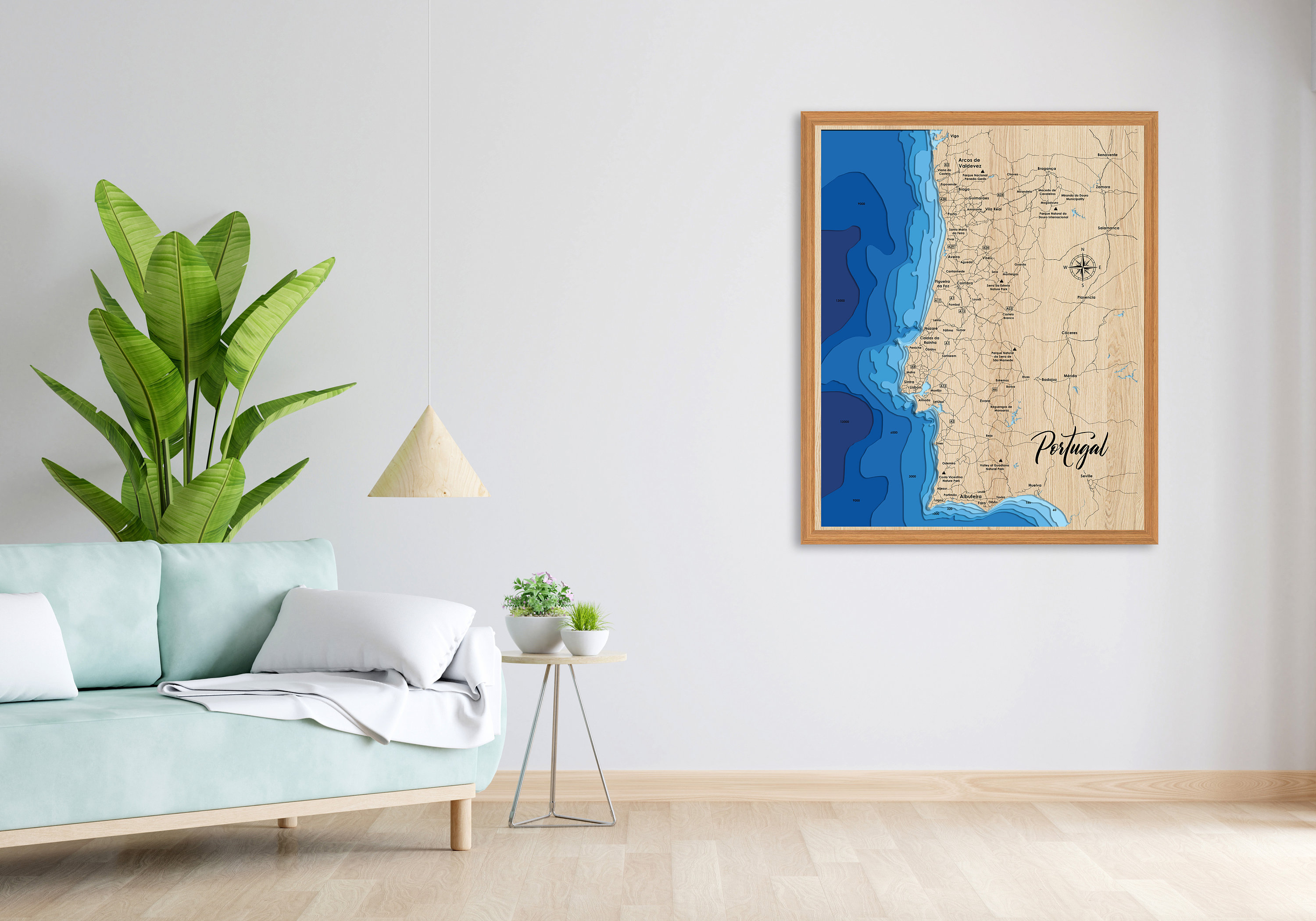 Digital File PDF, SVG - Portugal 3d Map, Bathymetric Depth Layers SVG ...