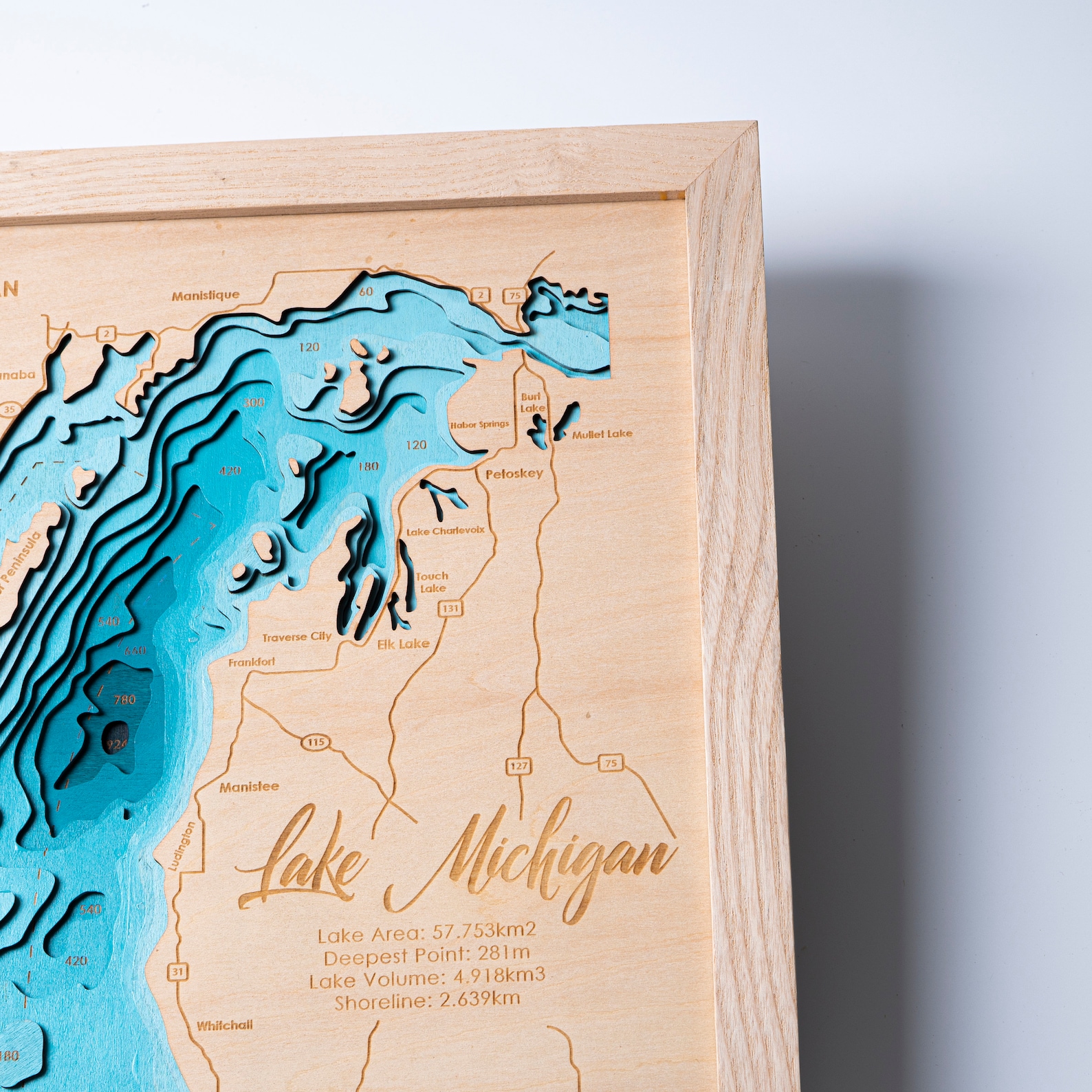 Digital File DXF AI SVG Michigan Lake Map Wood Bathymetric - Etsy
