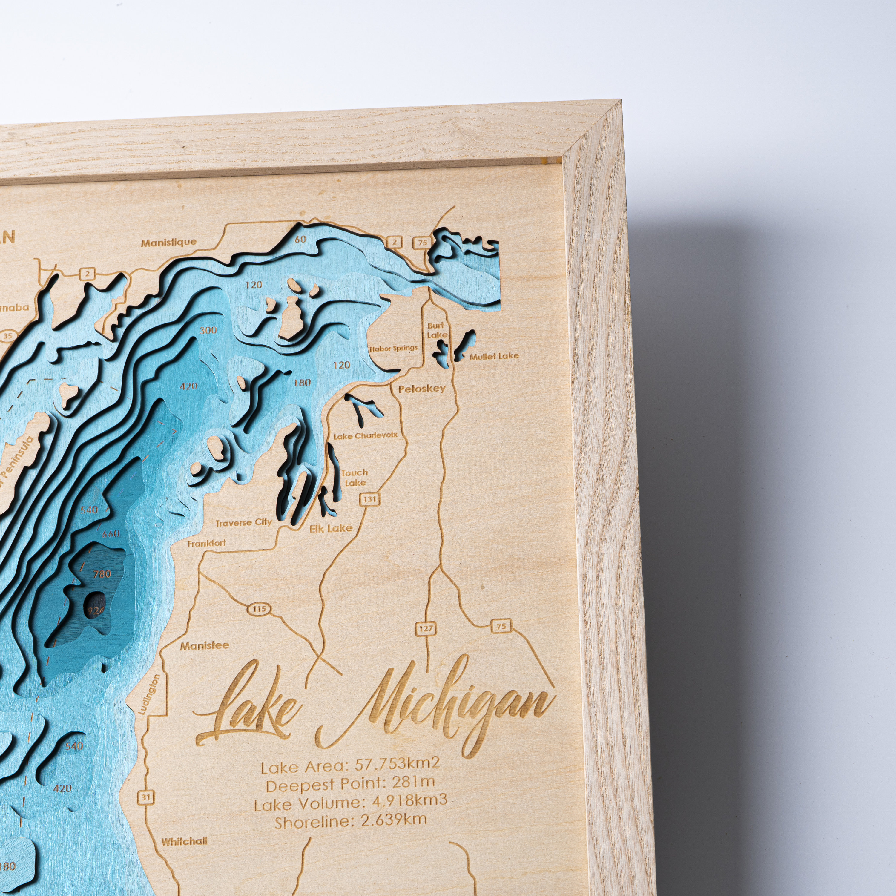 Digital File DXF AI SVG Michigan Lake Map Wood Bathymetric - Etsy Canada