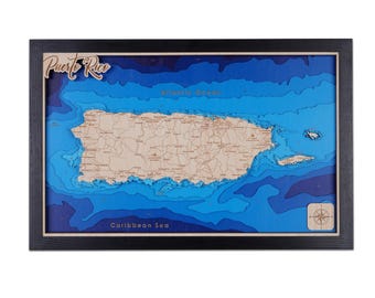 Puerto Rico 3D Wood Map - Etsy
