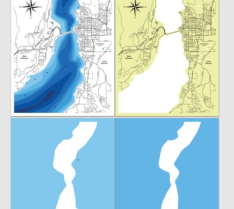 Digital File PDF SVG Okanagan Lake Kelowna City Map - Etsy