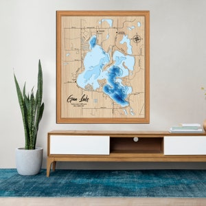 Digital File PDF, SVG - Gun Lake, Michigan Bathymetric Depth Layers SVG ...