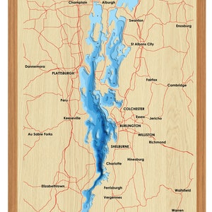 Digital File PDF, SVG - Lake Champlain Map Bathymetric Depth Layers SVG ...