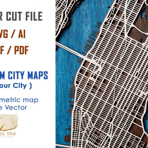 Digital File DXF, AI, SVG - Custom City Map Wood Multilayer Laser Cut ...
