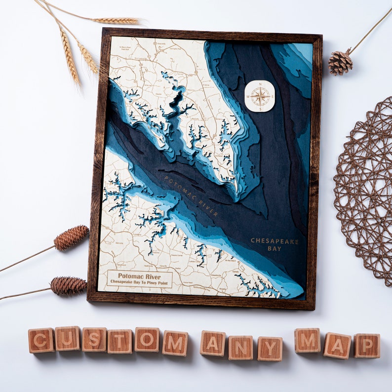 Tahoe Lake 9 Layer Map Wood Bathymetric Map Custom Wood Lake - Etsy