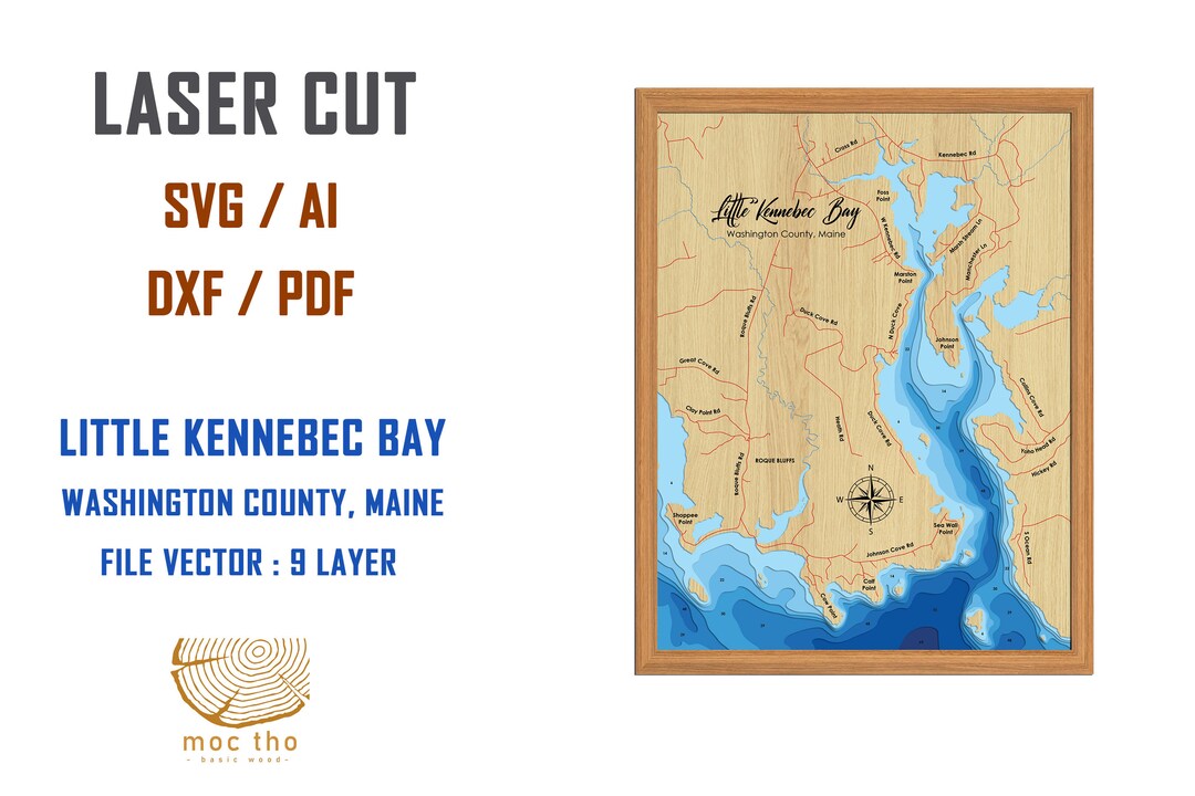 Digital File PDF, SVG - Little Assawoman Bay Delaware Bathymetric Depth ...