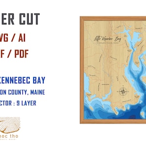Digital File PDF, SVG - Little Assawoman Bay Delaware Bathymetric Depth ...