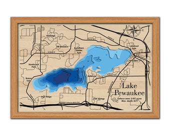 Pewaukee Lake Map - Etsy