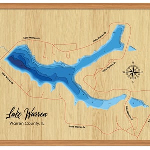 Digital File PDF, SVG Lake Warren Illinois Bathymetric Depth Layers SVG ...