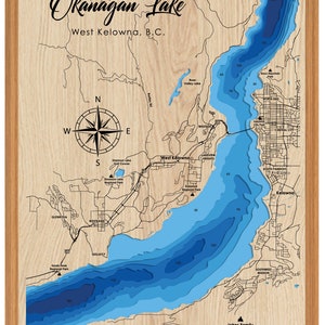 Digital File PDF, SVG - Okanagan Lake West Kelowna, Bathymetric Depth ...